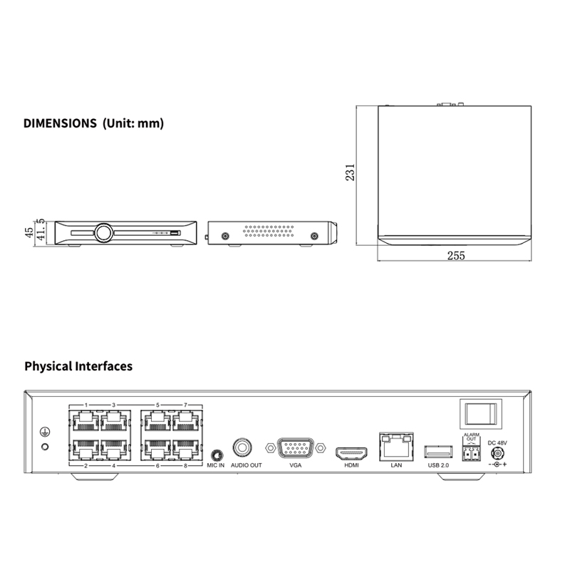 Tiandy NVR 10 channel I/B/P8/V3.0